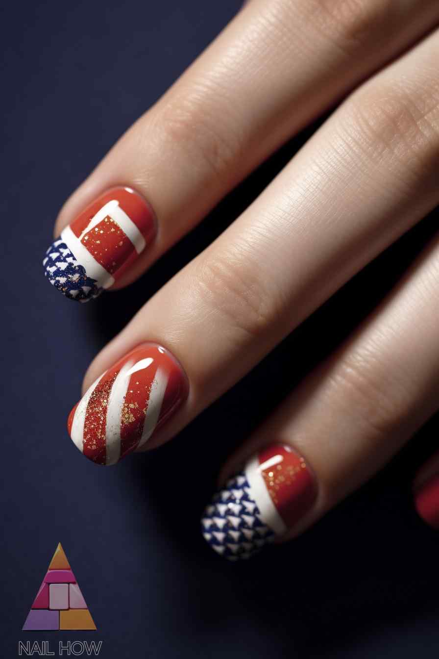 Salute to Style: Unique Red, White, and Blue Nail Designs - nailhow