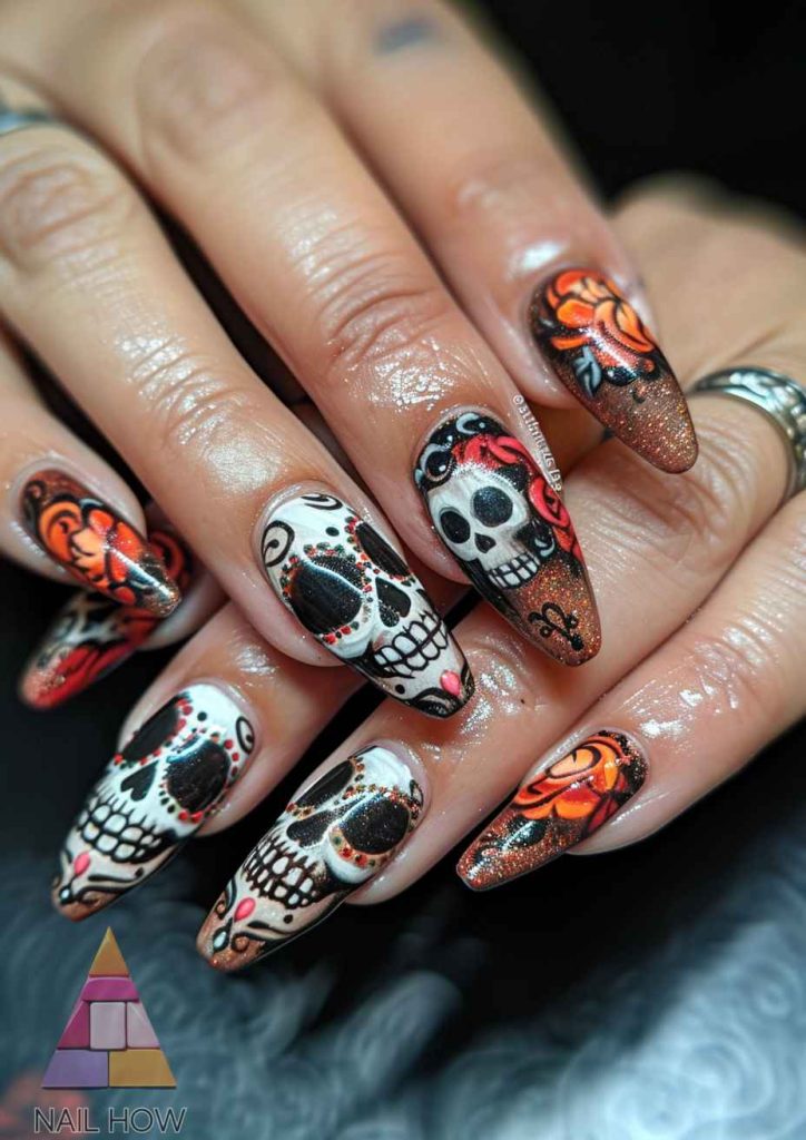 Day of the Dead Nail Designs - Vibrant Souls on Your Nails - nailhow