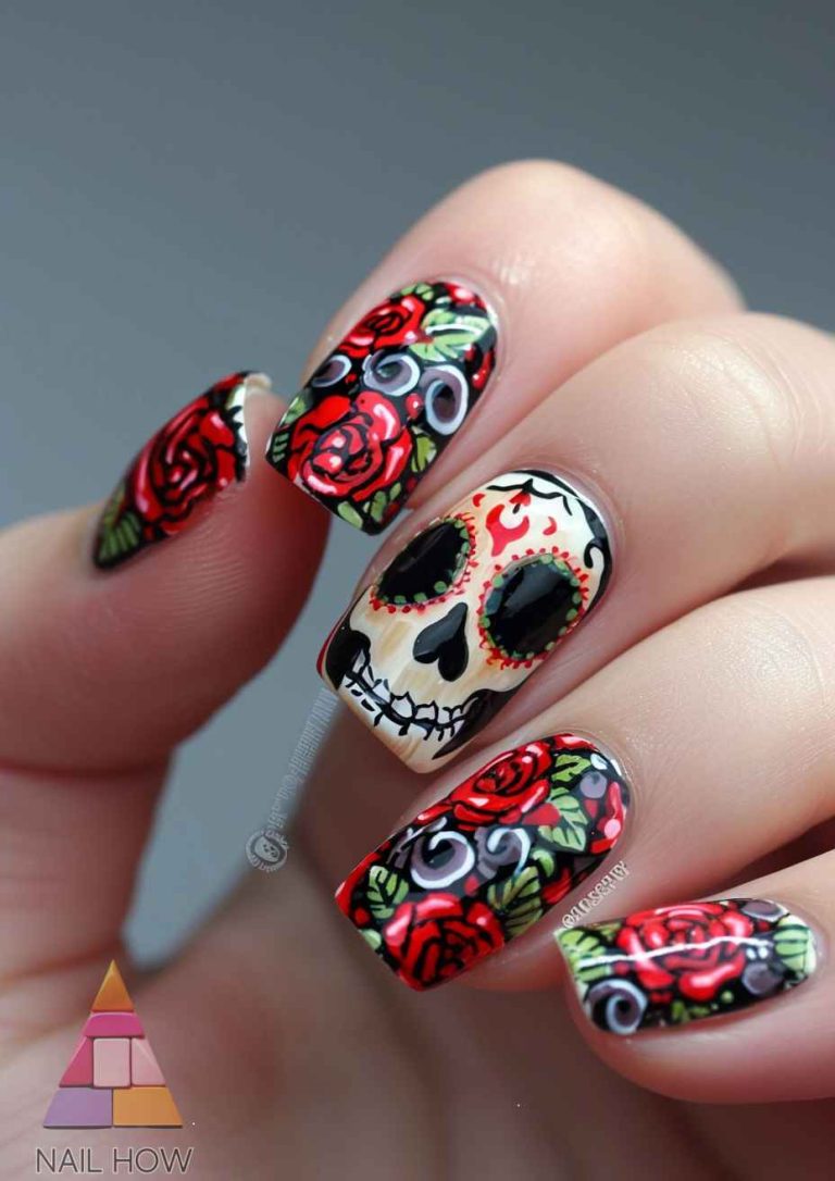Day of the Dead Nail Designs - Vibrant Souls on Your Nails - nailhow