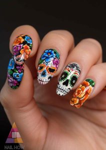 Day of the Dead Nail Designs - Vibrant Souls on Your Nails - nailhow