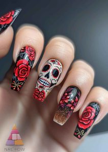 Day of the Dead Nail Designs - Vibrant Souls on Your Nails - nailhow