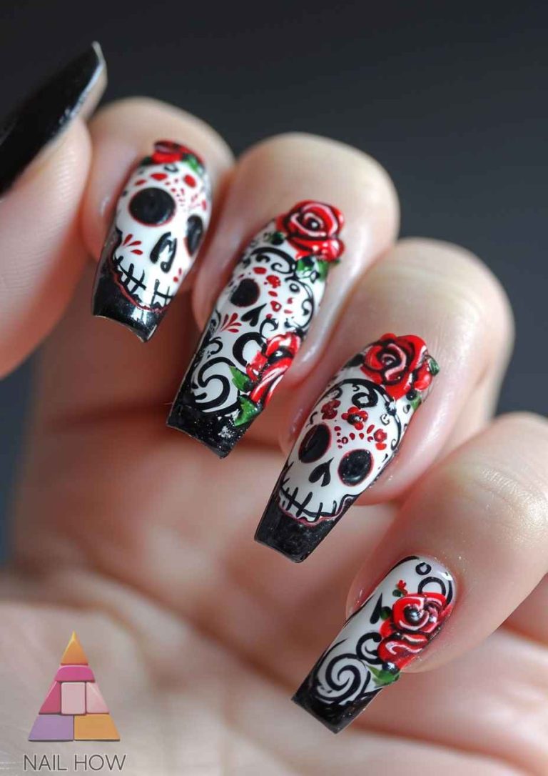 Day of the Dead Nail Designs - Vibrant Souls on Your Nails - nailhow