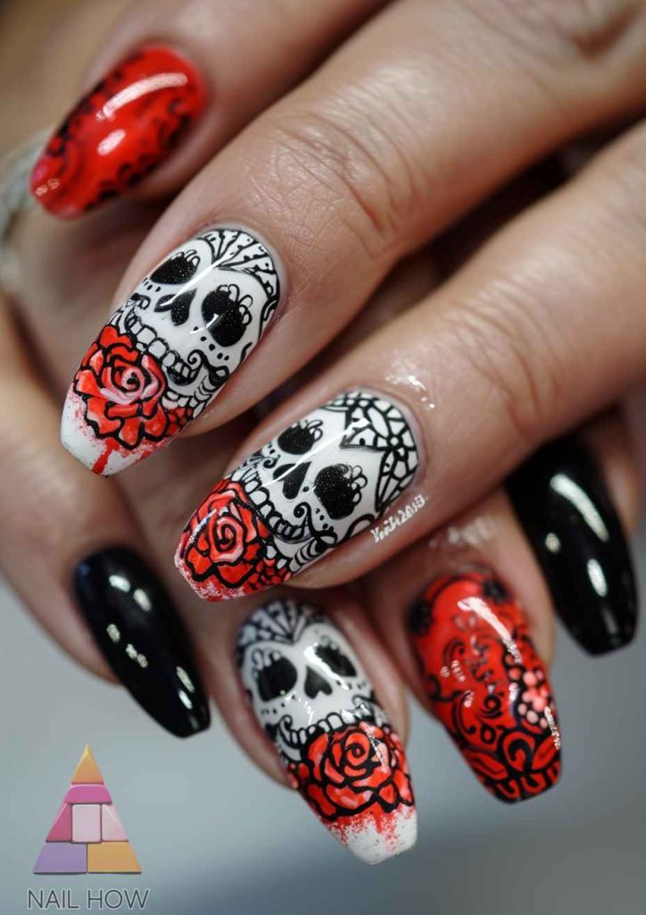 Day of the Dead Nail Designs - Vibrant Souls on Your Nails - nailhow