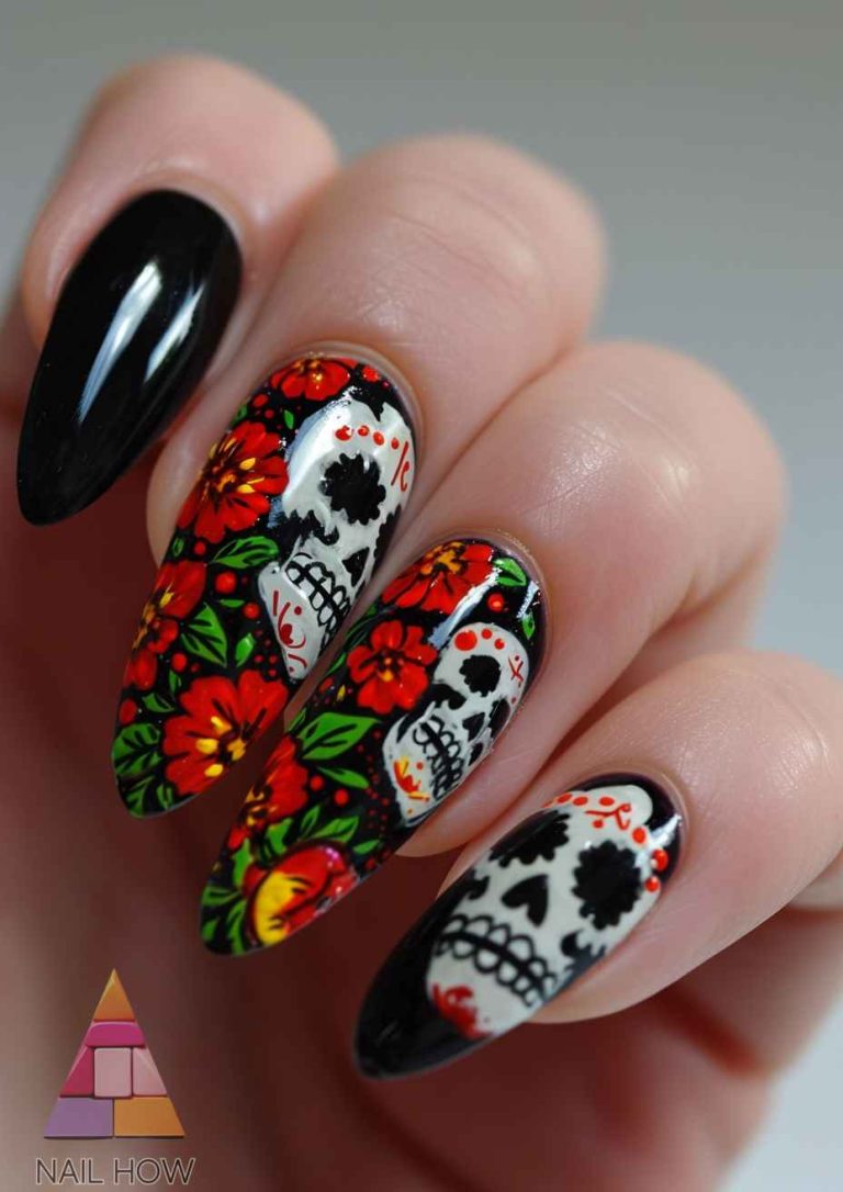 Day of the Dead Nail Designs - Vibrant Souls on Your Nails - nailhow