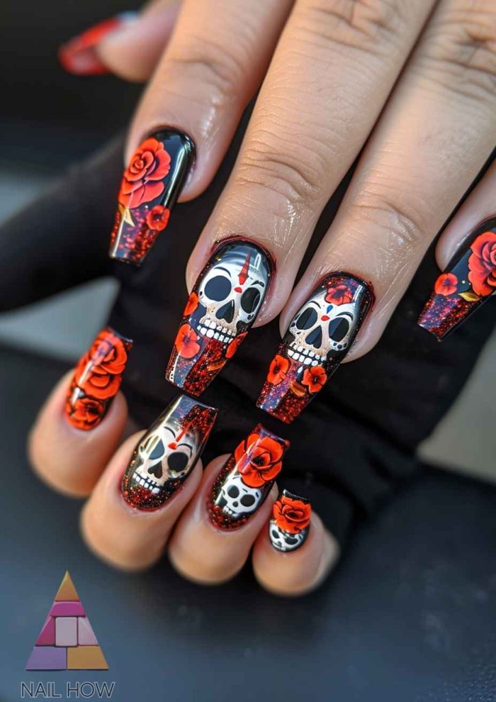 Day of the Dead Nail Designs - Vibrant Souls on Your Nails - nailhow