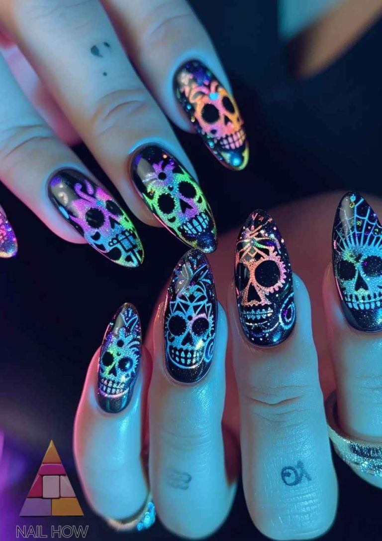 Day of the Dead Nail Designs - Vibrant Souls on Your Nails - nailhow
