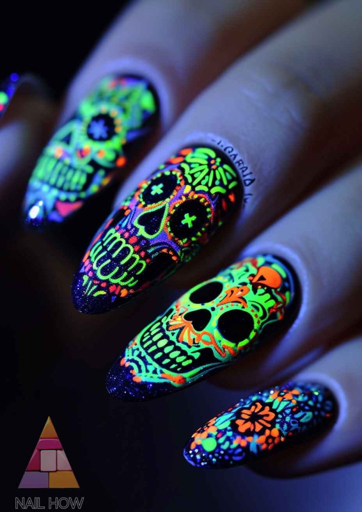 Day of the Dead Nail Designs - Vibrant Souls on Your Nails - nailhow