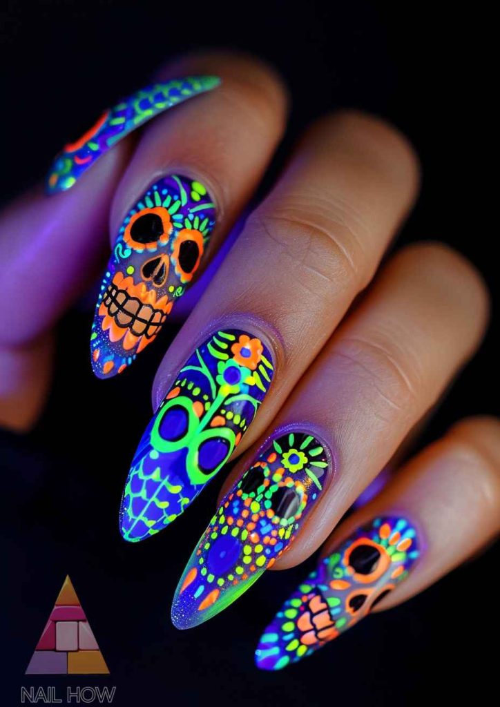 Day of the Dead Nail Designs - Vibrant Souls on Your Nails - nailhow