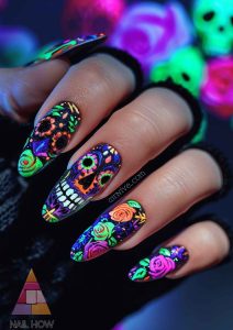 Day of the Dead Nail Designs - Vibrant Souls on Your Nails - nailhow