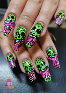 Day of the Dead Nail Designs - Vibrant Souls on Your Nails - nailhow
