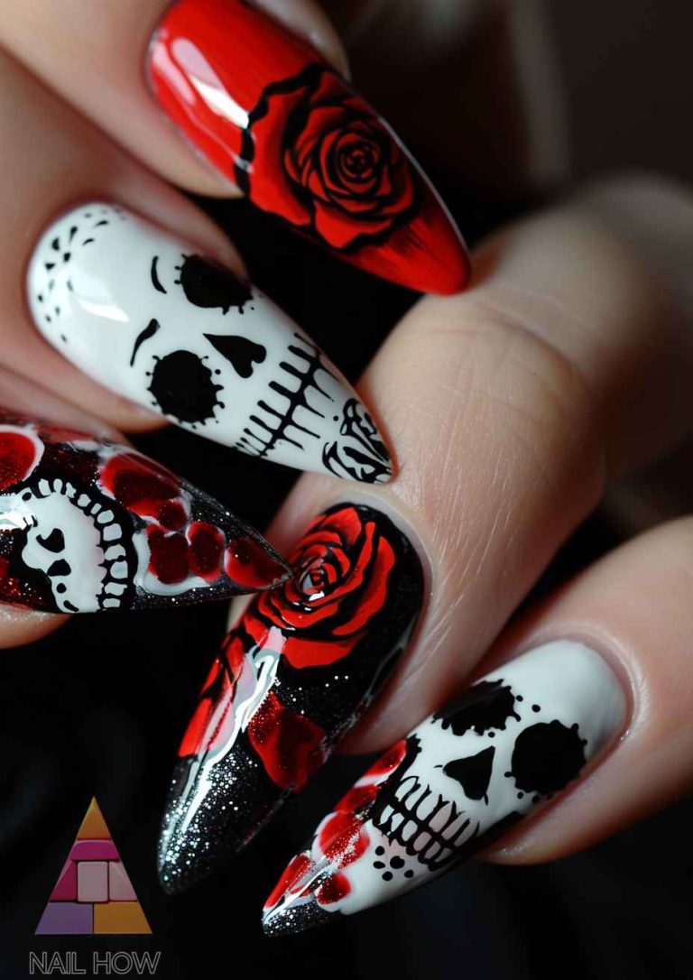 Day of the Dead Nail Designs - Vibrant Souls on Your Nails - nailhow