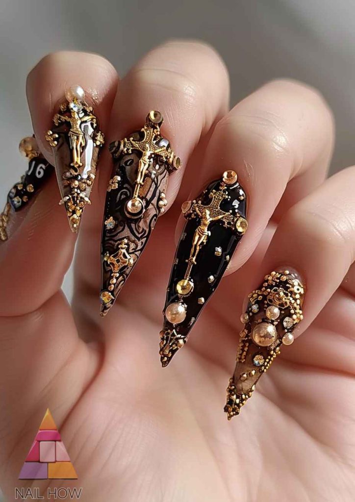 Glam and Grit: Mob Wife Nails Designs - nailhow