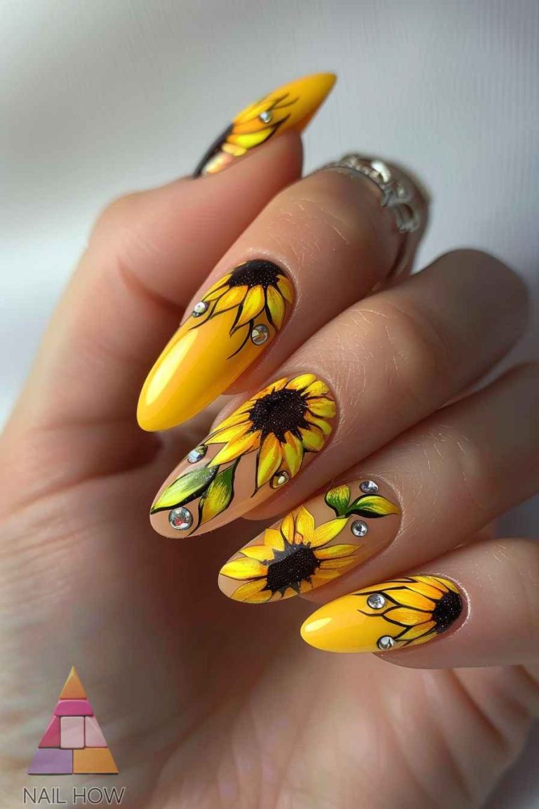 The Charm of Sunflower Nail Designs - nailhow