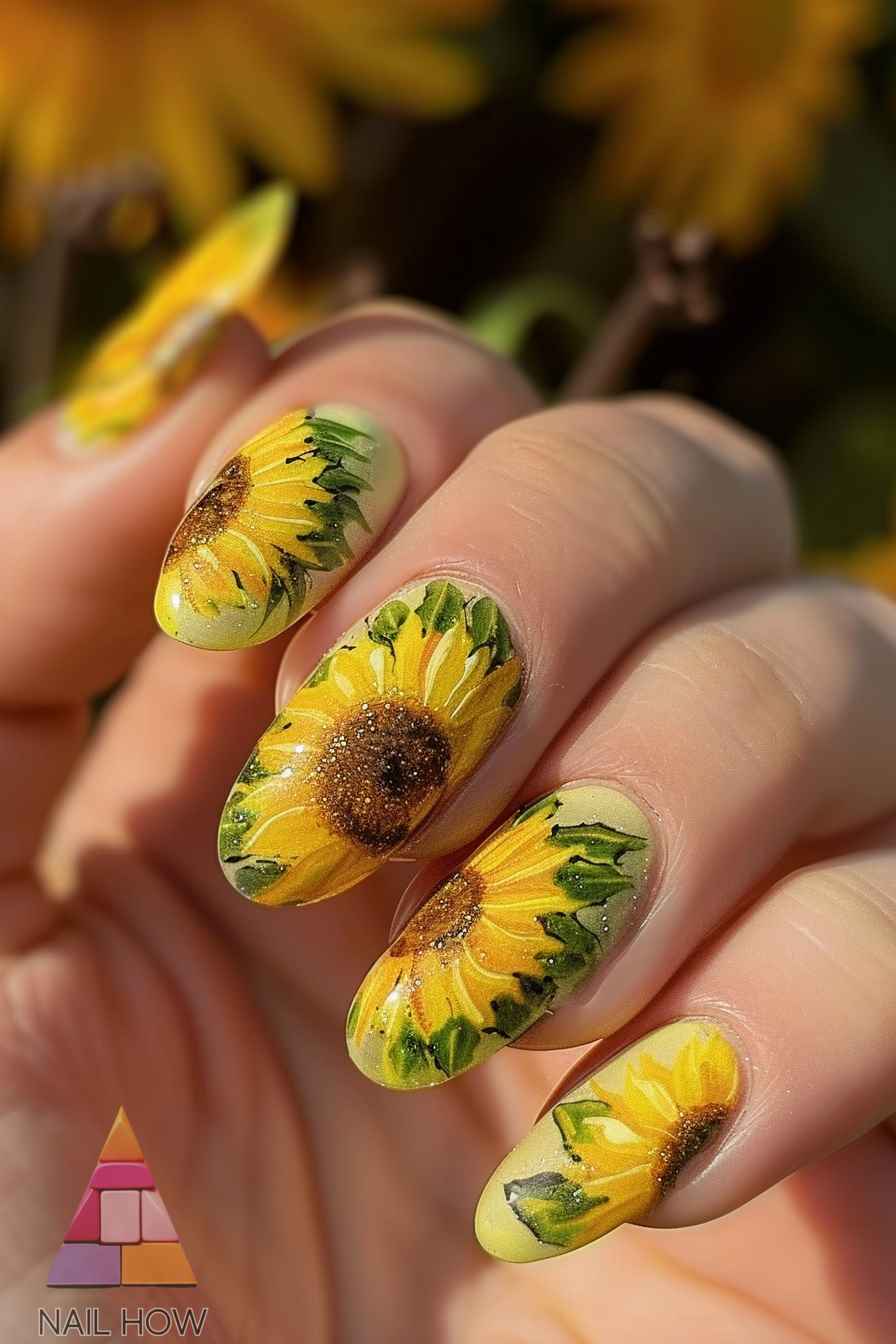 The Charm of Sunflower Nail Designs - nailhow