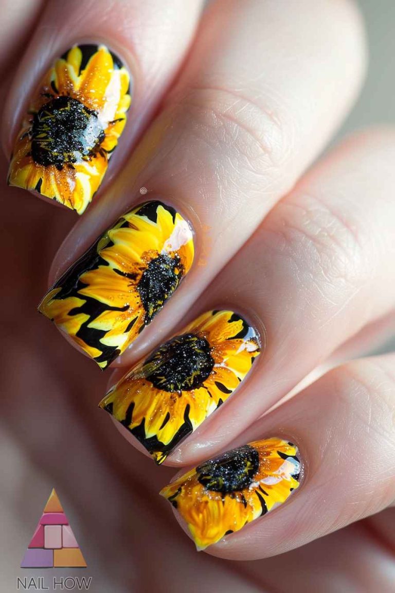 The Charm of Sunflower Nail Designs - nailhow