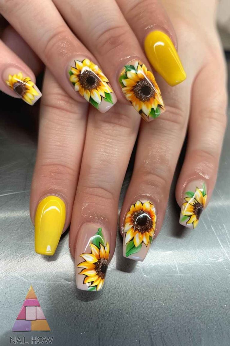 The Charm of Sunflower Nail Designs - nailhow