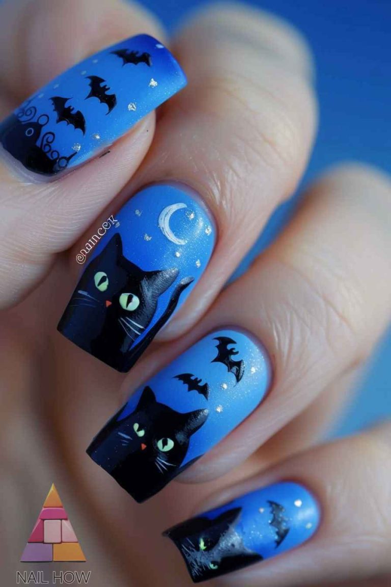 Boo-tiful in Blue: Hauntingly Cool Halloween Nail Designs - nailhow